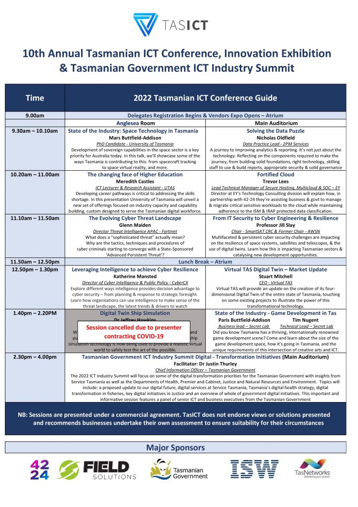 10th Annual Tasmanian ICT Conference, Innovation Exhibition & Tasmanian ...